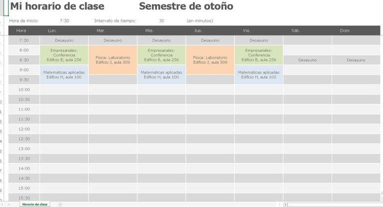 ⇨ Plantilla horario escolar semanal | PlantillasOffice.Net